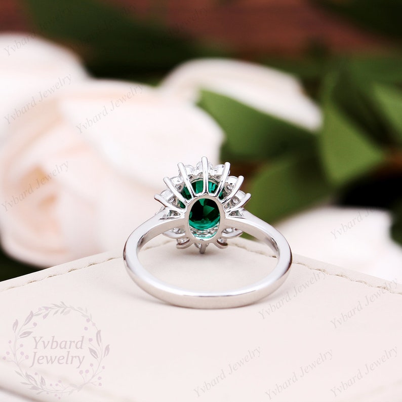 Solid Yellow White Gold Engagement Ring 79mm Oval Cut Lab - Etsy