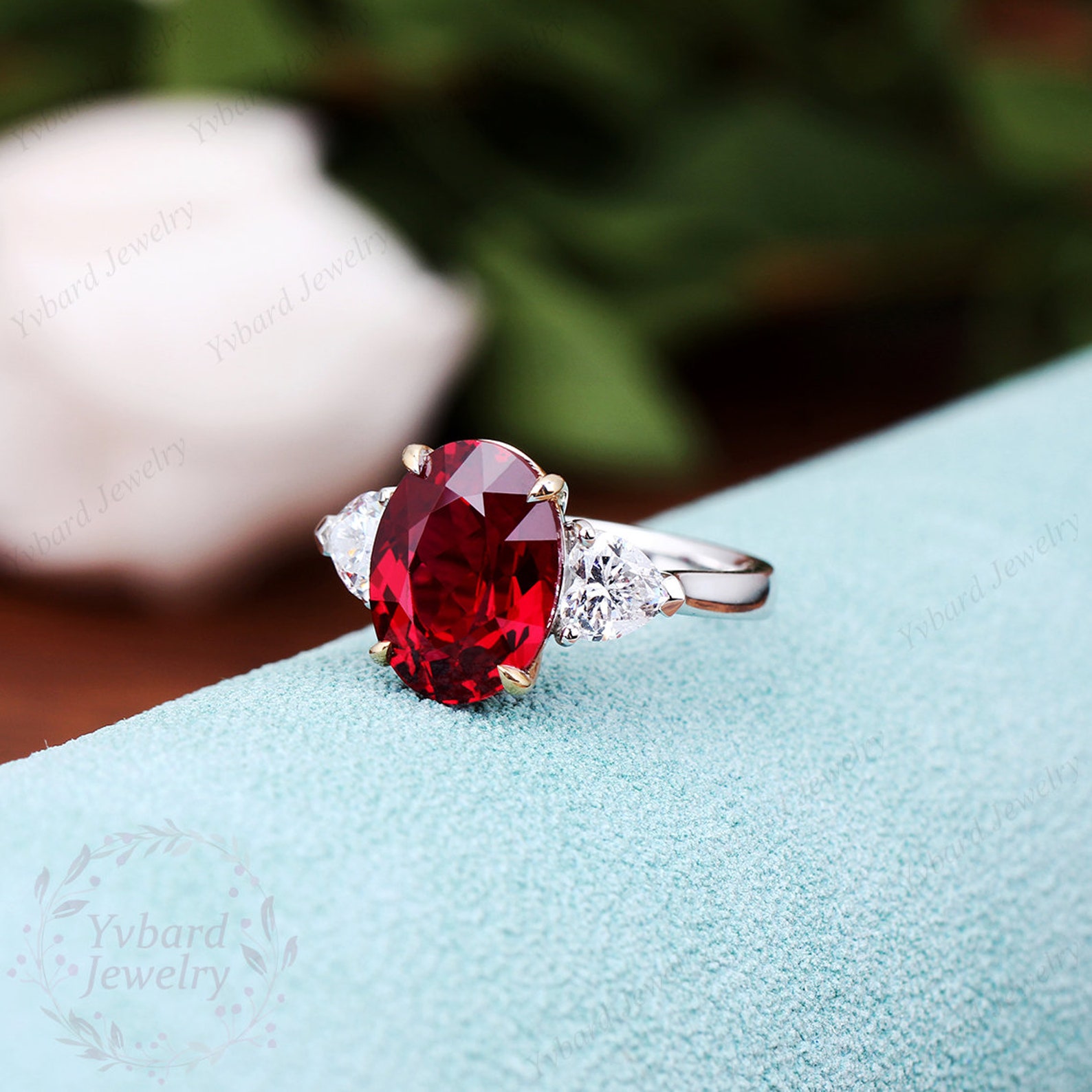 912mm Lab Created Ruby Engagement Ring Solid Gold Ruby Ring | Etsy