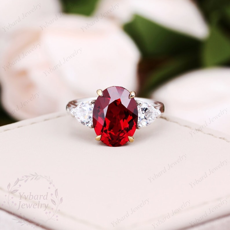 912mm Lab Created Ruby Engagement Ring Solid Gold Ruby Ring | Etsy