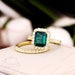 Emerald Cut 2.45ct Emerald Engagement Ring Set, 14k Solid Yellow Gold ...