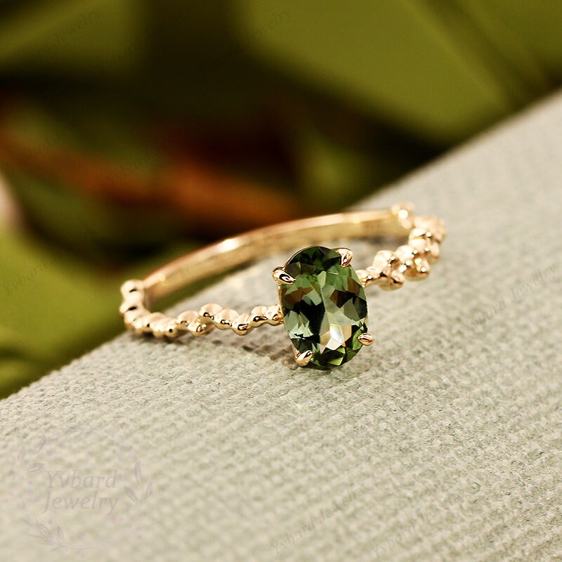 Natural Tourmaline Ring Oval Cut Green Tourmaline Ring | Etsy