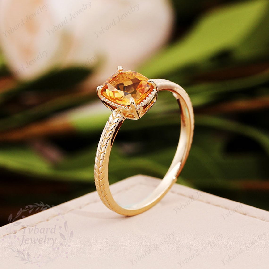 Solid 14K Yellow Gold Ring67mm Natural Citrine Engagement | Etsy