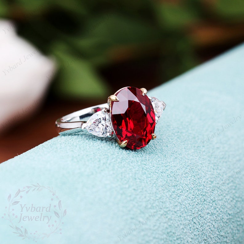 912mm Lab Created Ruby Engagement Ring Solid Gold Ruby Ring | Etsy