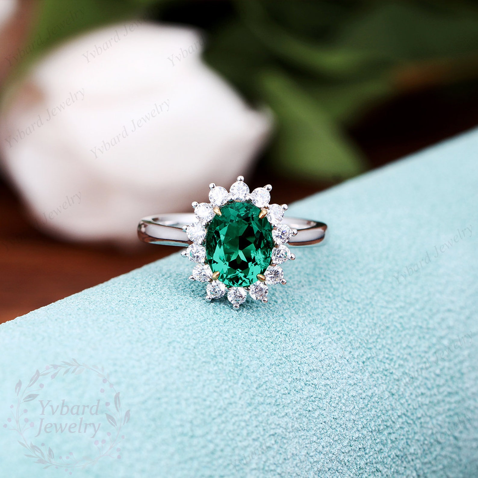 Solid Yellow White Gold Engagement Ring 79mm Oval Cut Lab - Etsy