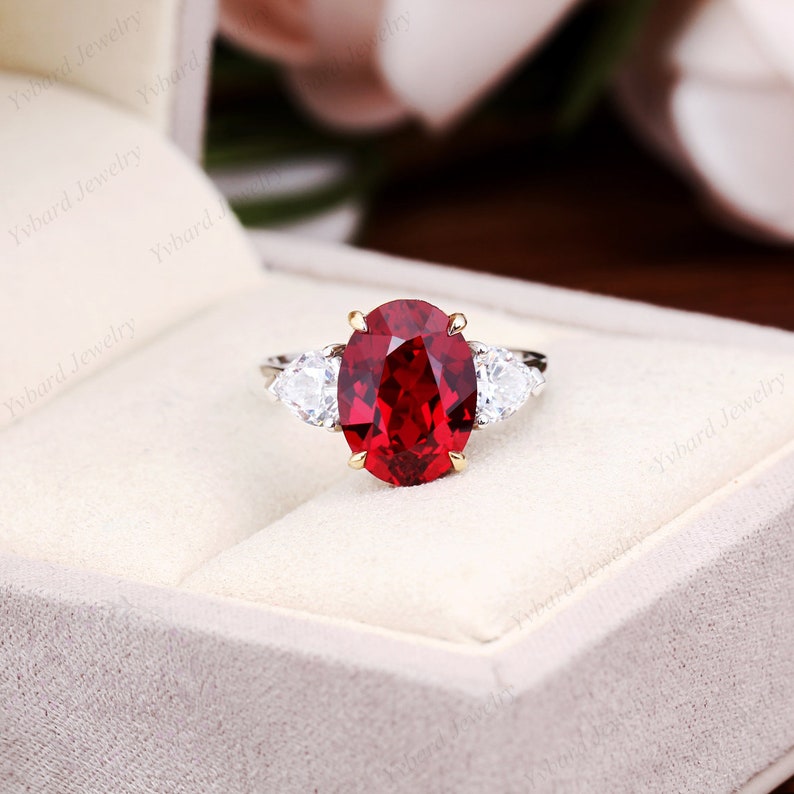 912mm Lab Created Ruby Engagement Ring Solid Gold Ruby Ring | Etsy