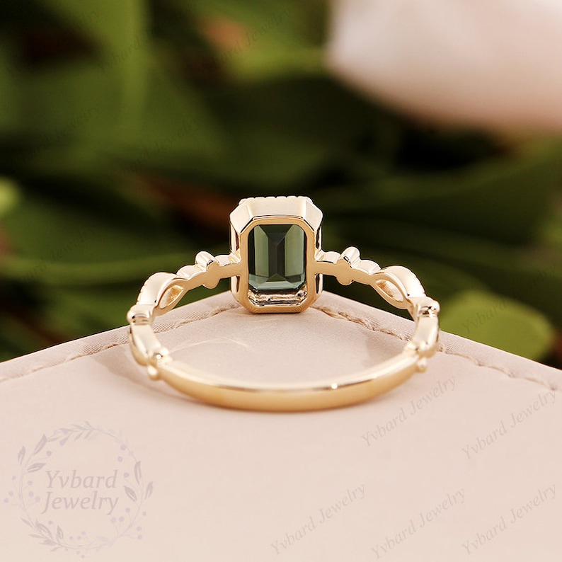 1CT Natural Tourmaline Ring Emerald Cut Green Tourmaline | Etsy