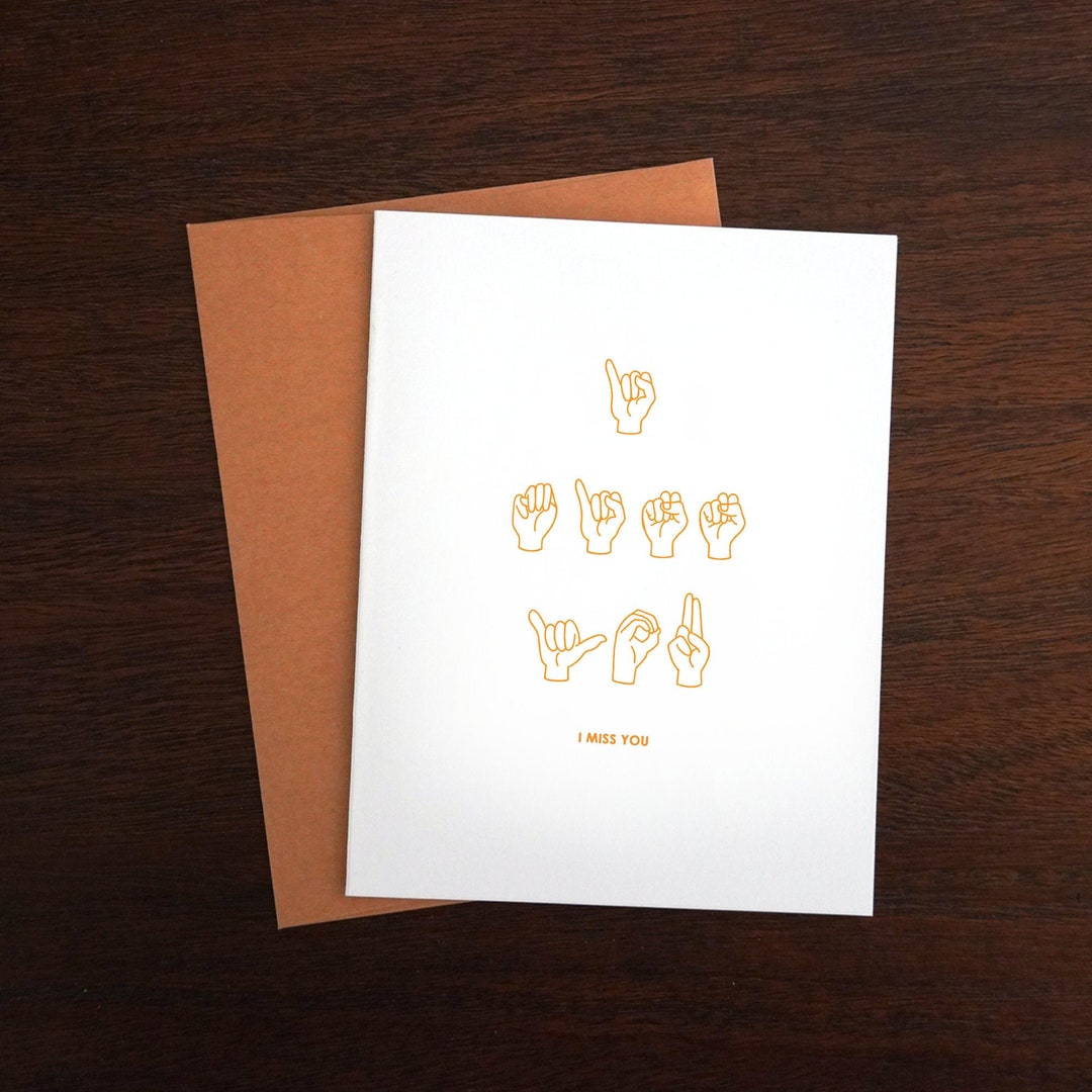 ASL I Miss You in Sign Language Card Hand Drawn - Etsy