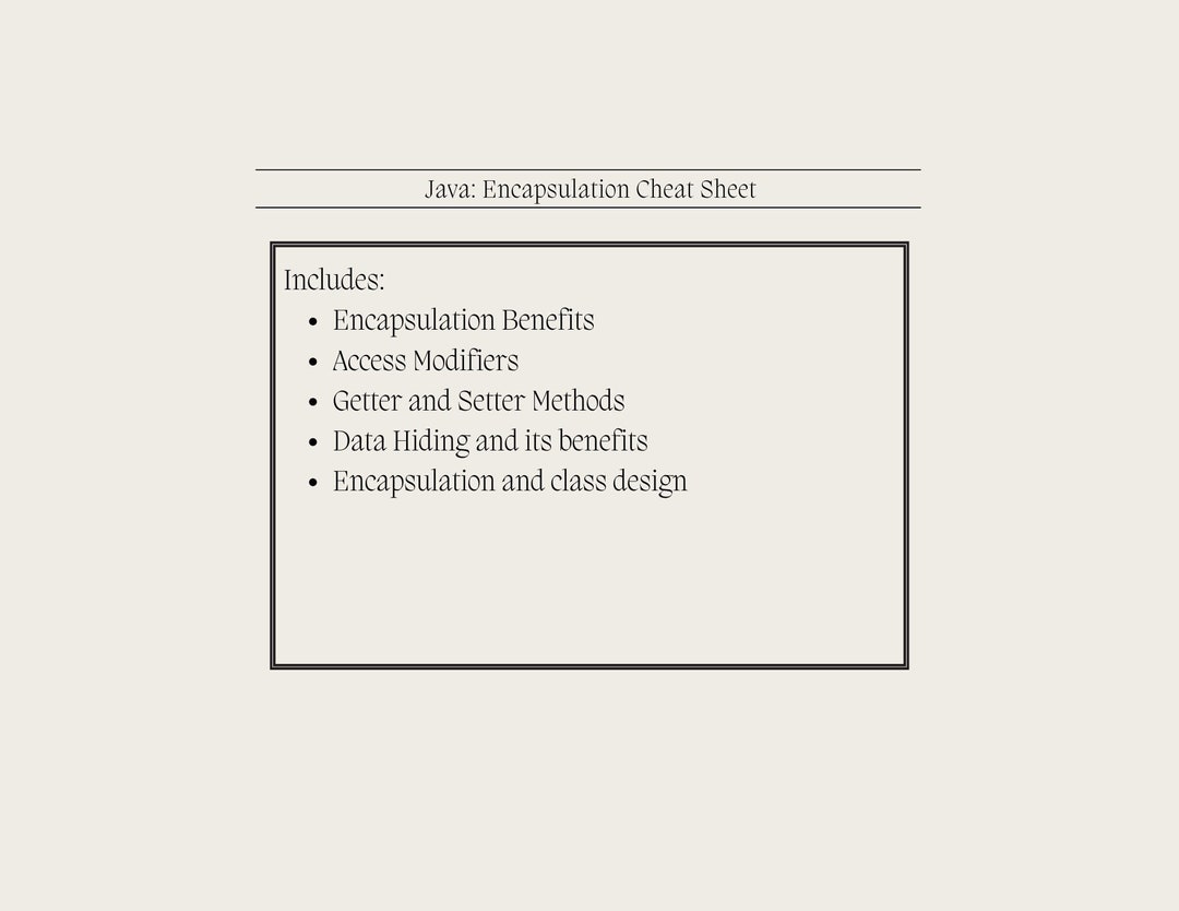Encapsulation Cheat Sheet - Etsy
