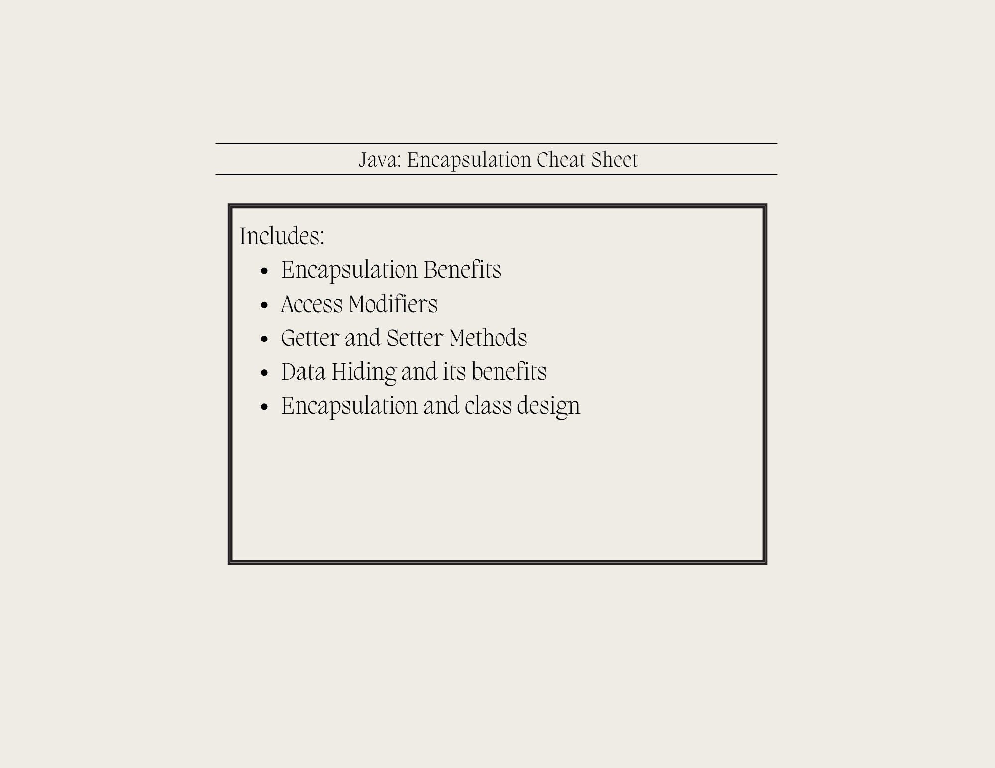 Encapsulation Cheat Sheet - Etsy