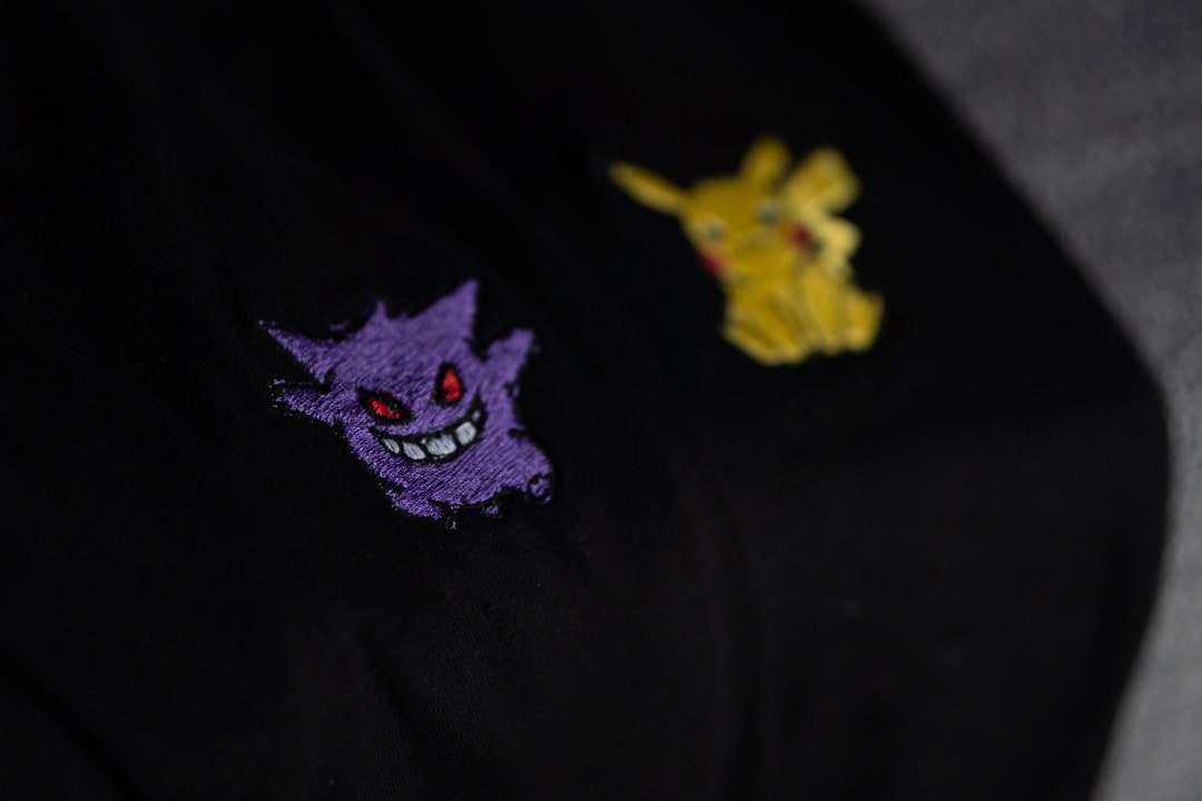 Gengar Inspired Embroidered T-shirt, Embroidered Tee - Etsy