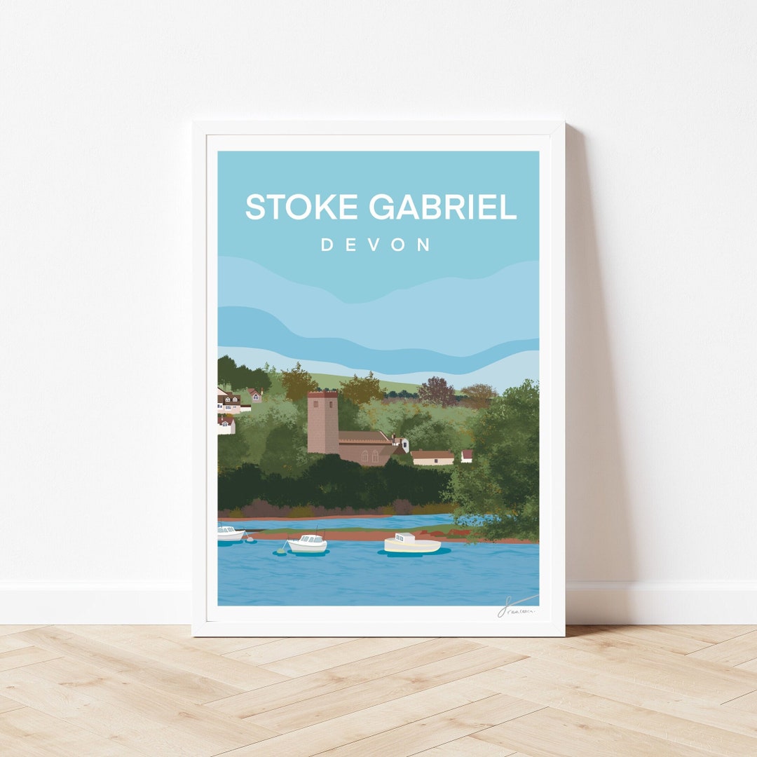 Stoke Gabriel Paignton Devon Print Paignton Seaside Travel Poster ... Stoke Gabriel Paignton Devon Print Paignton Seaside Travel Poster ...