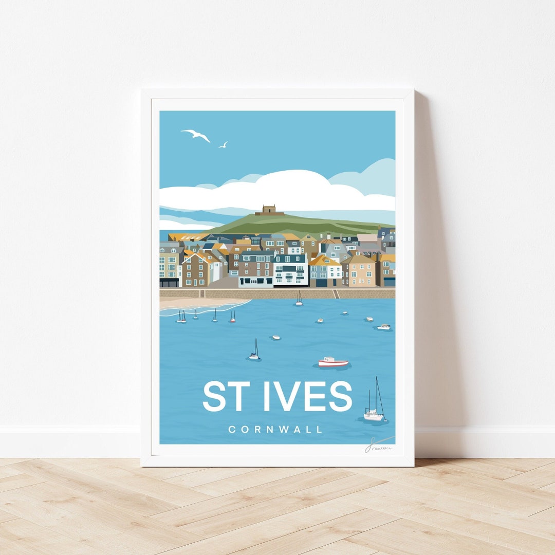 St Ives Print – Cornwall Harbour Poster – St Ives Bay Seaside Art ...