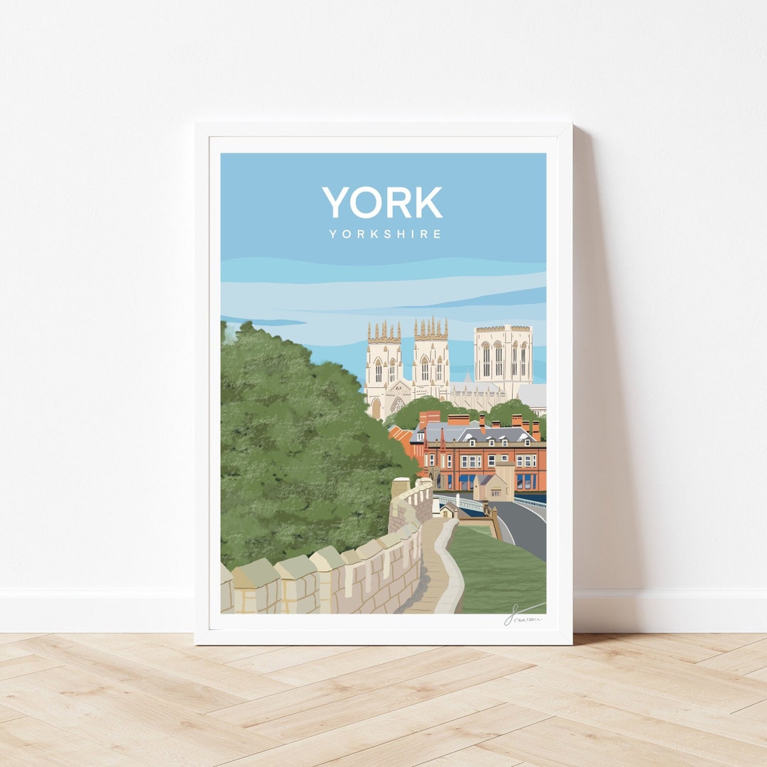 York Minster Print – York Travel Poster – Gothic Cathedral Art - North ...
