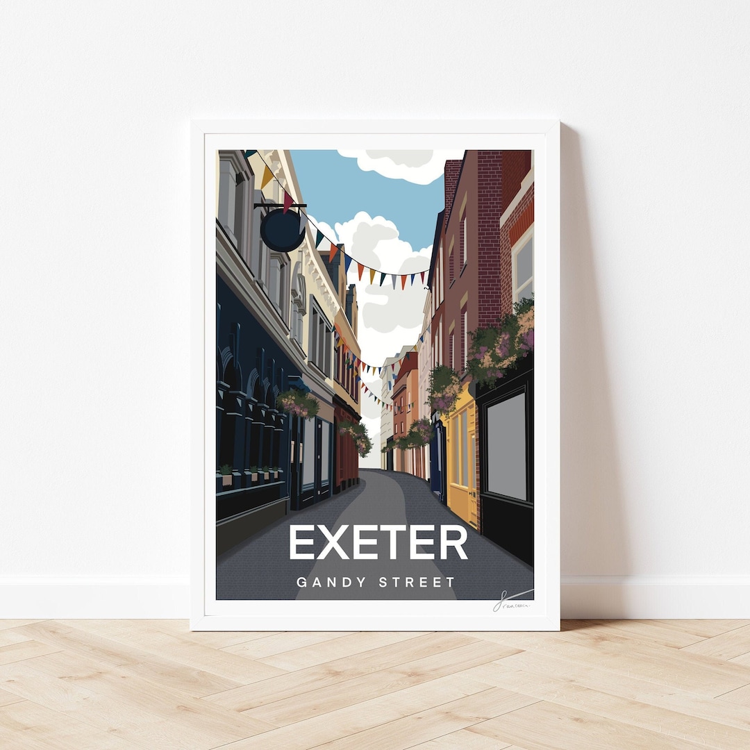 Exeter Gandy Street Devon Print | Devon Travel Poster | Seaside Poster ...