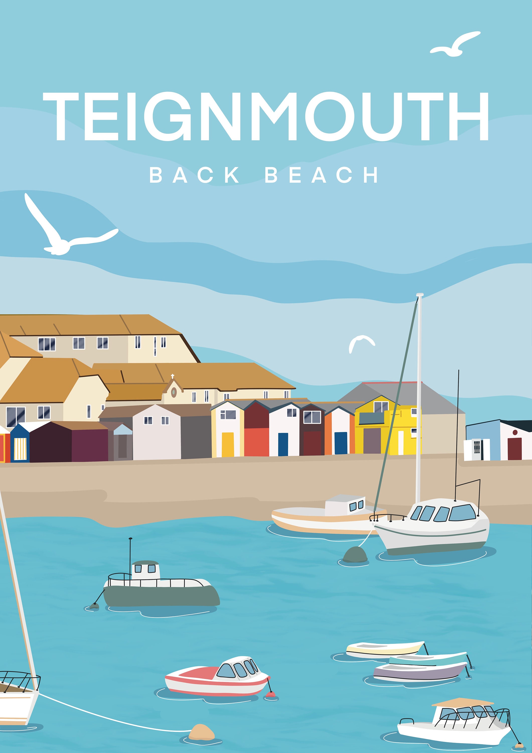 Teignmouth Back Beach Devon Print | Devon Seafront Beach Travel Print ...