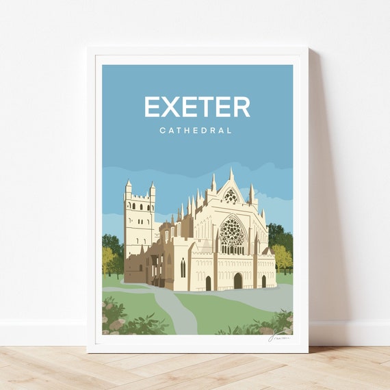 Exeter Devon Print Exeter Cathedral Travel Print Exeter | Etsy