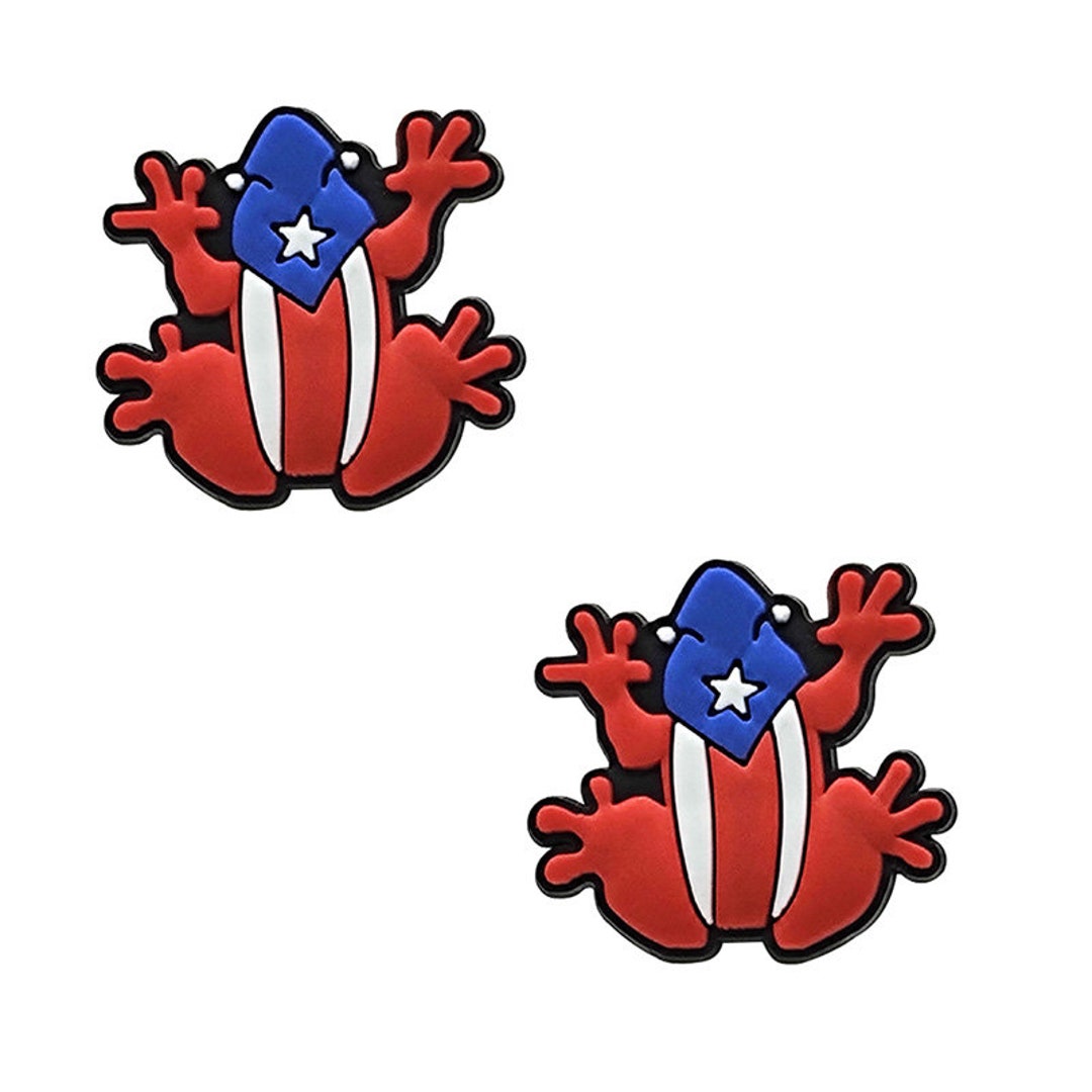 Puerto Rico Frog Flag Shoe Charms Handmade Set of 2 for Clogs Mules ...