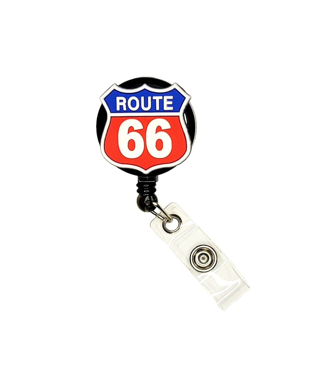 Route 66 Badge Reel Retractable Handmade ID Holder Rt. 66 Road Trip - Etsy