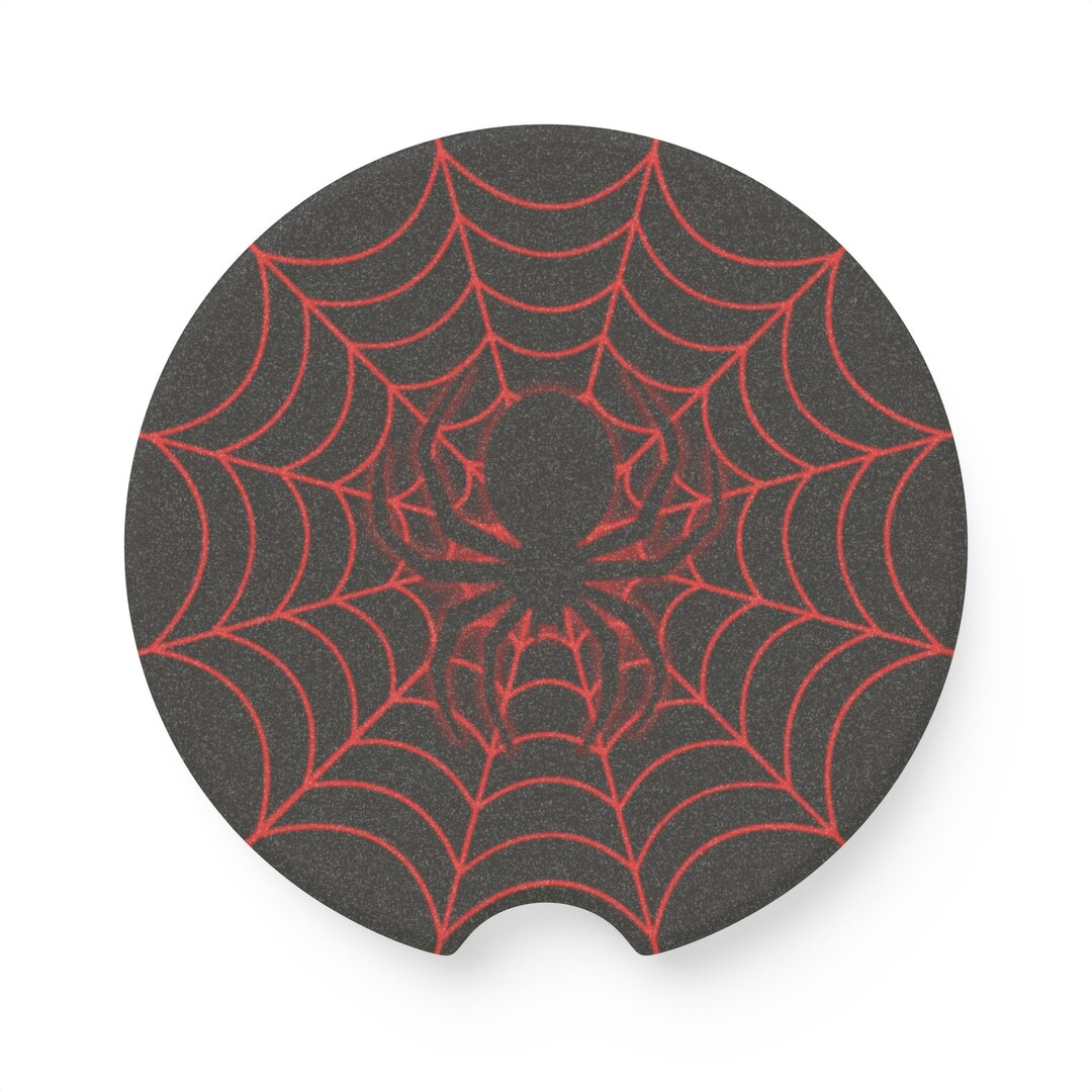 Spider Web Car Coaster, Designed Car Coaster, Black-red Car Cup Coaster ...
