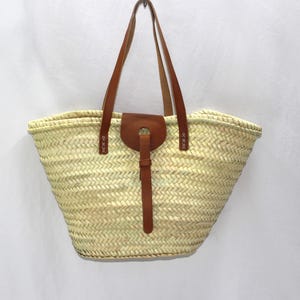 Farmers Market Bag, Straw Bag With Leather Handle, Elegant Gift Straw ...