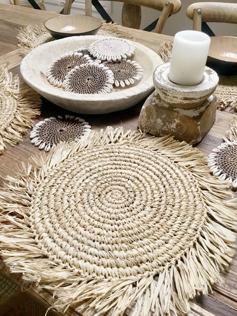 SET OF 4 Boho Fringe Placemats Dinnerware Set Table Decor - Etsy