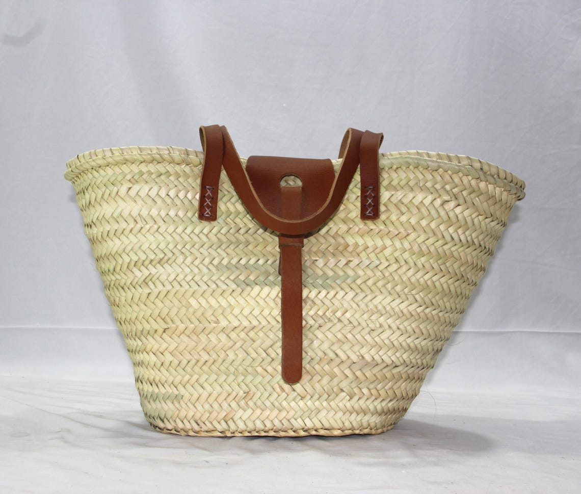 Farmers Market Bag, Straw Bag With Leather Handle, Elegant Gift Straw ...