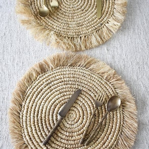 SET OF 4 boho fringe placemats dinnerware set table decor | Etsy