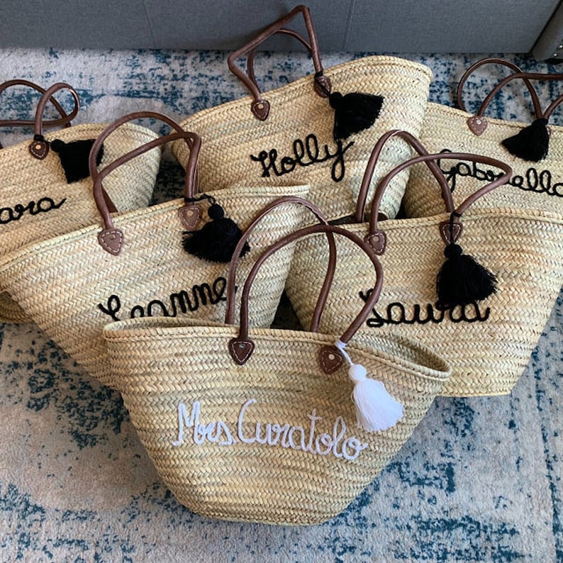 Custom Monogrammed Straw Beach Bag, Personalized Bridesmaid Gift, Gift ...