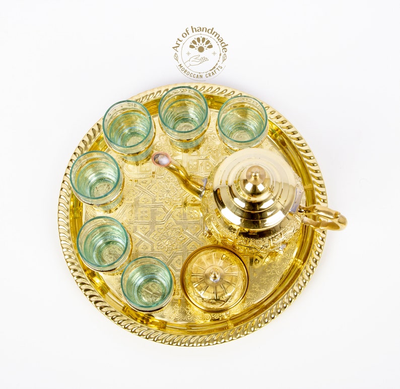 Handmade Moroccan Tea Set, Teapot, Glasses, Tray, Sugar Holder - Etsy