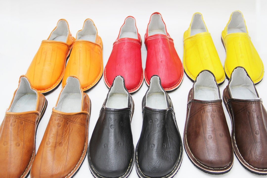 Moroccan Men's Slippers Babouche Shoe | Leather Slipper | Unisex ...