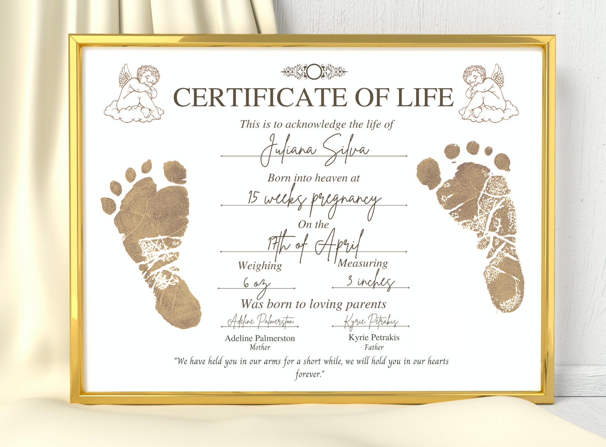 Digital Certificate of Life Stillbirth Memorial Stillborn - Etsy