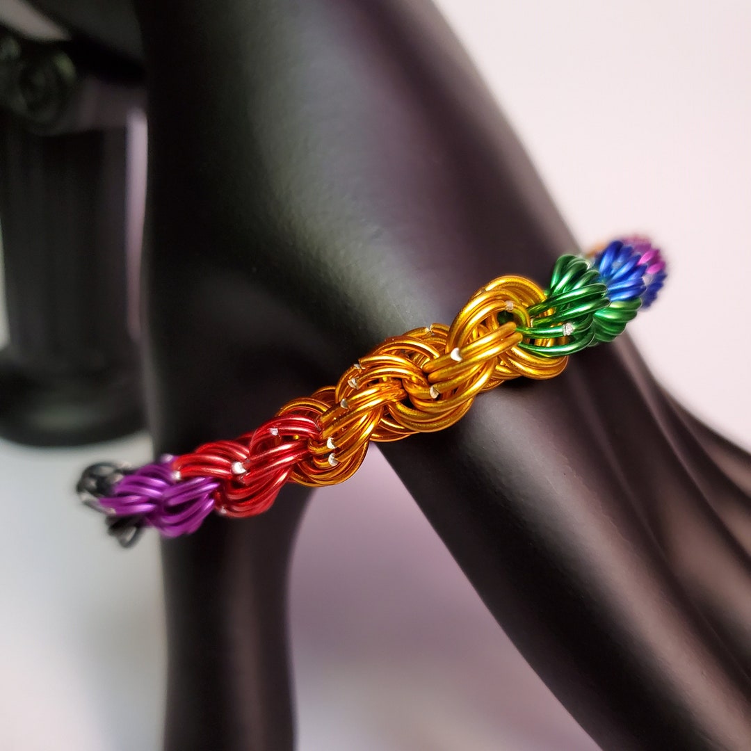Chainmail Bracelet Rainbow Pride Rope Chain for Gay Pride and - Etsy