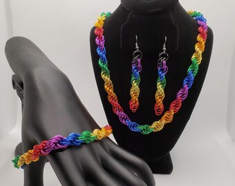 Chainmail Earrings Rainbow Rope Chain for Gay Pride and LGBTQ | Etsy