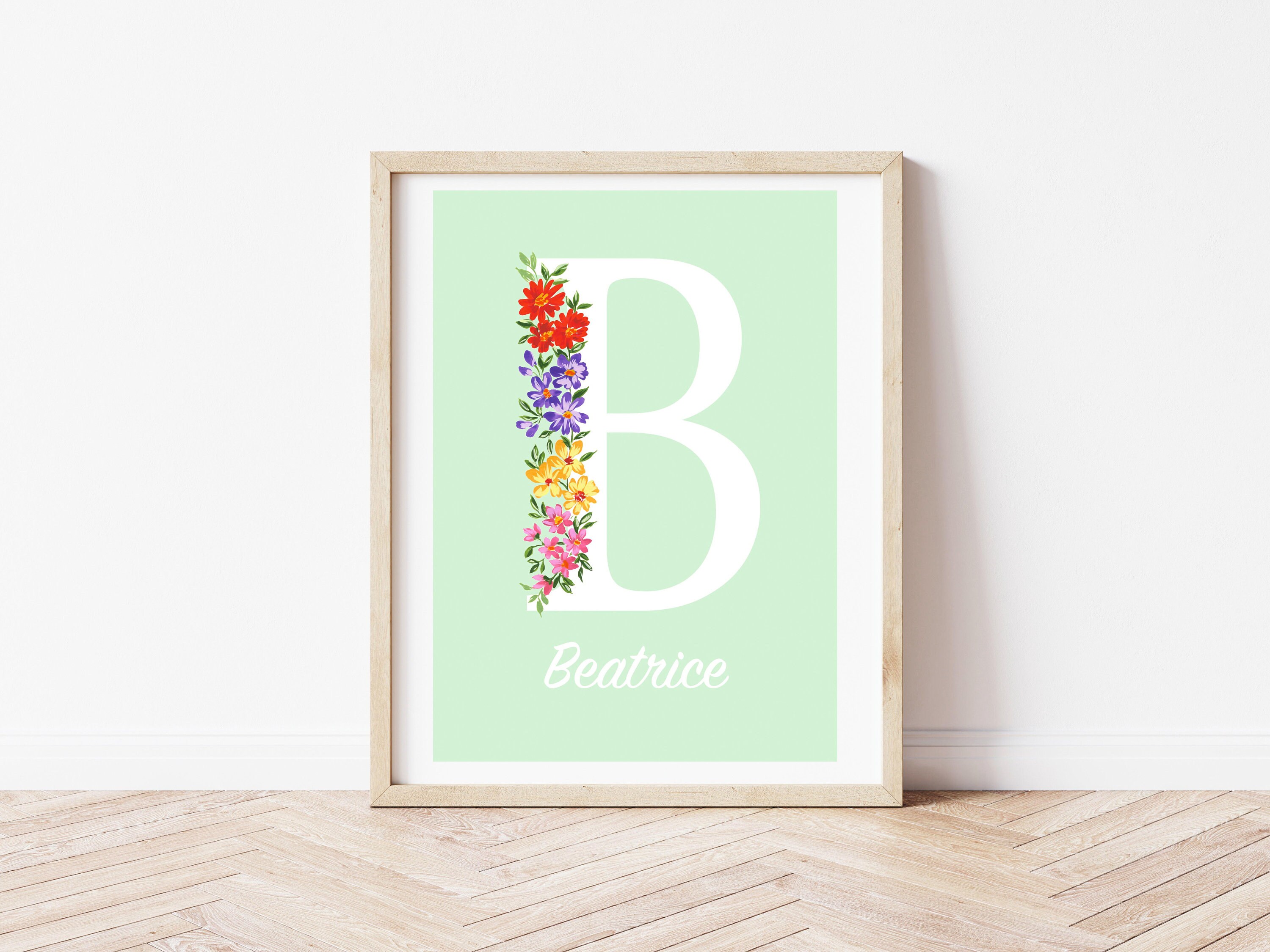 Personalised Floral Letter B Name Print - Etsy
