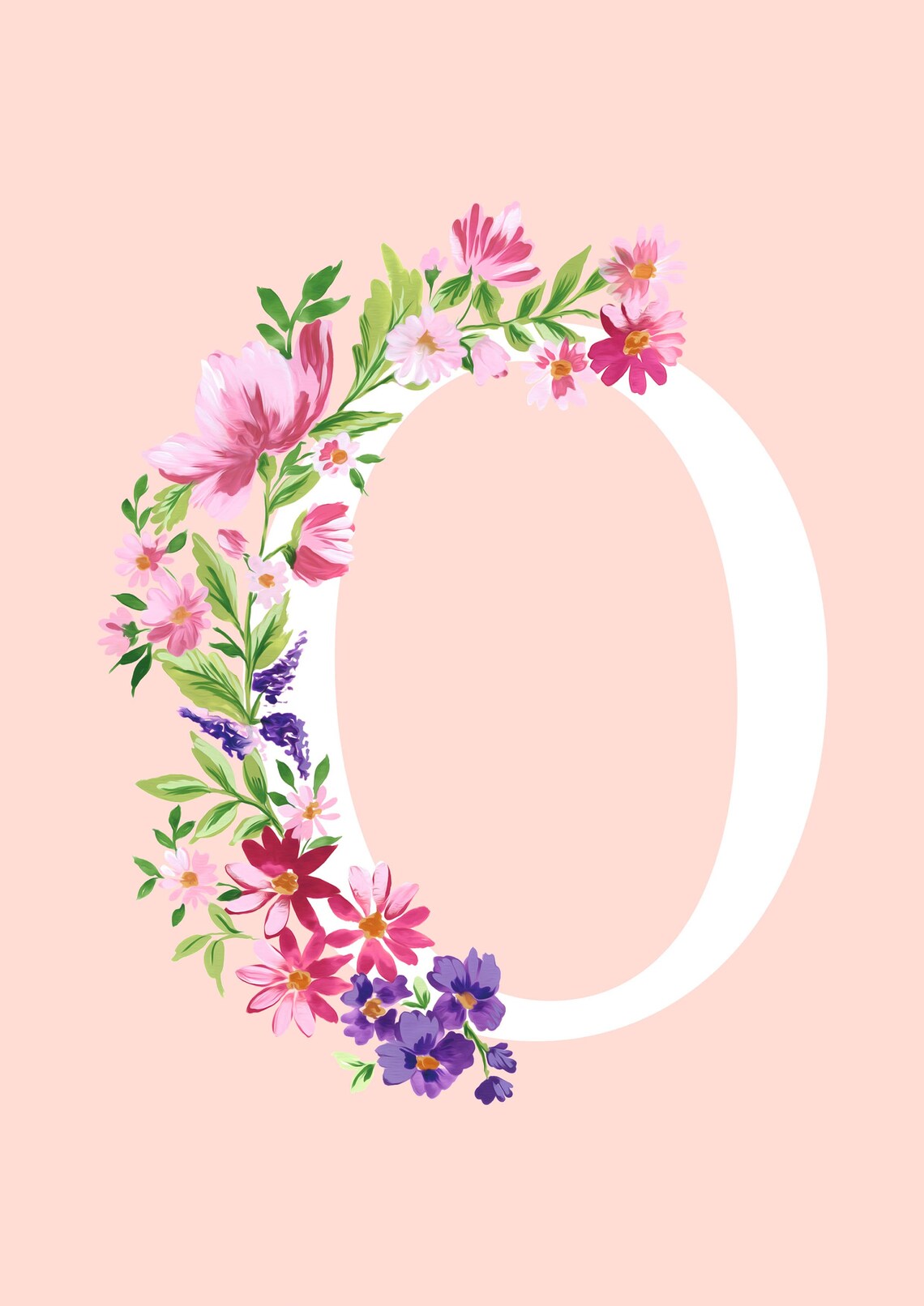 Personalised Floral Letter/ Initial O Name Print - Etsy Israel