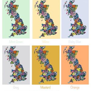 Floral Map of Great Britain - Etsy