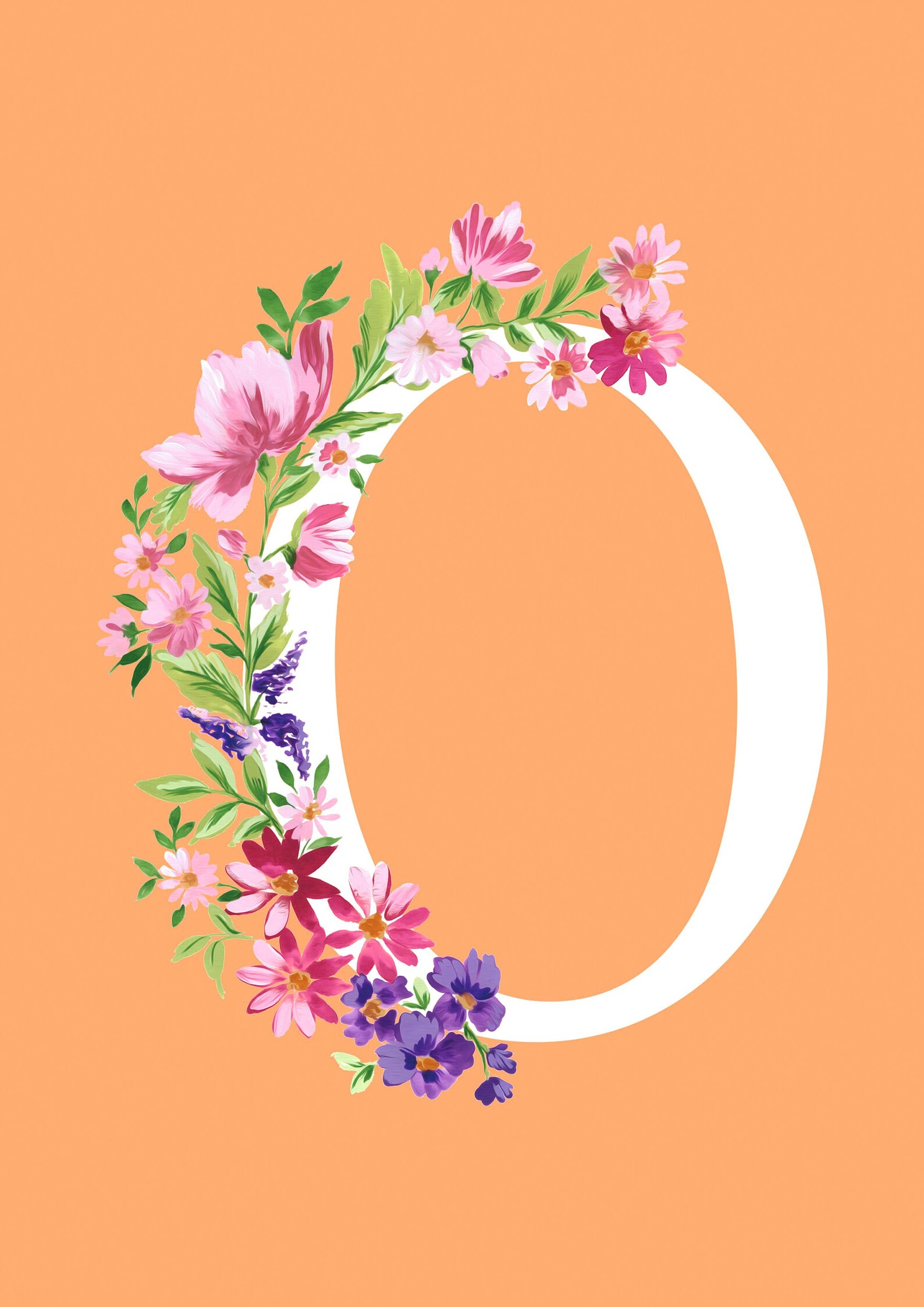 Personalised Floral Letter/ Initial O Name Print - Etsy Israel