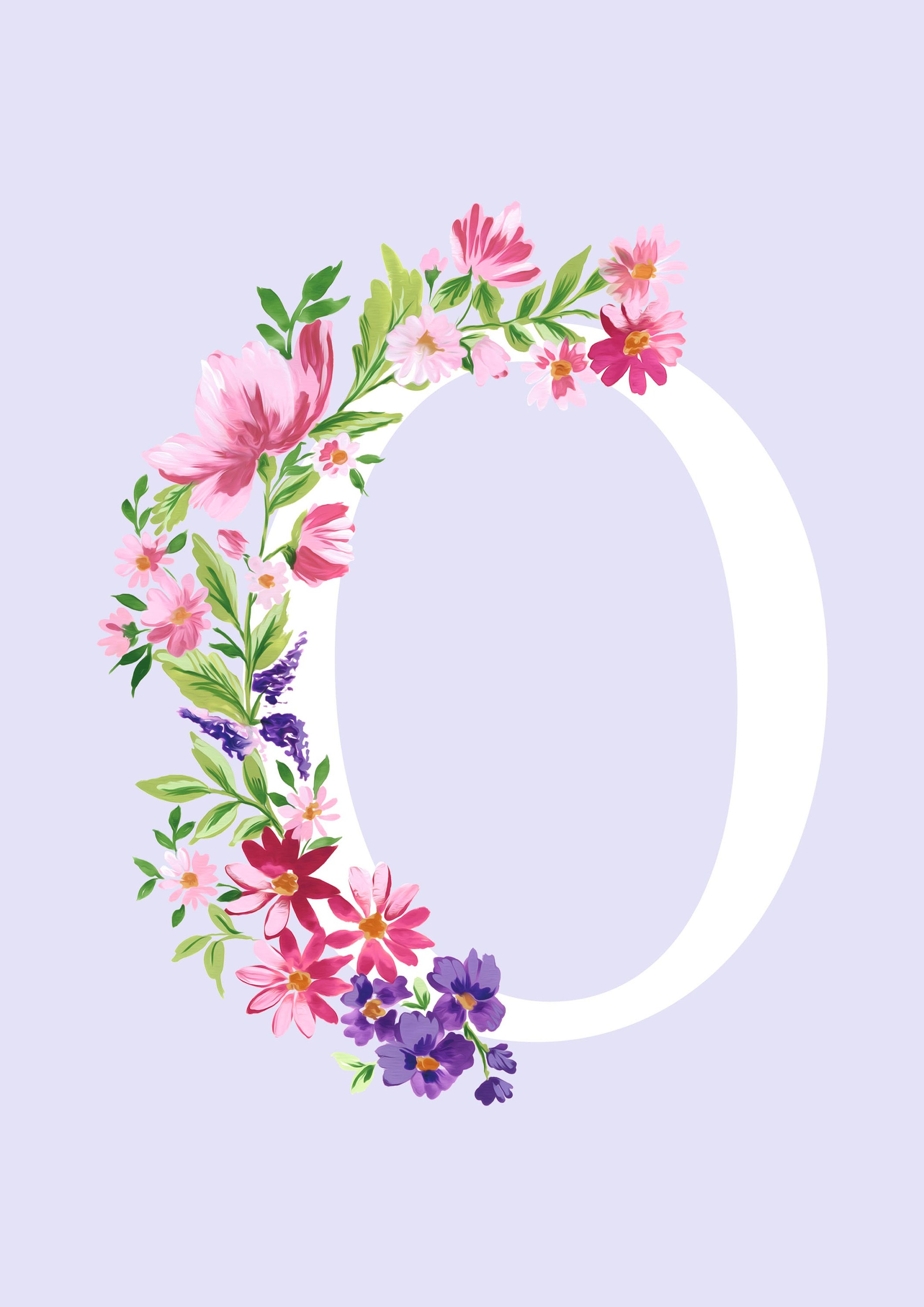 Personalised Floral Letter/ Initial O Name Print - Etsy Israel