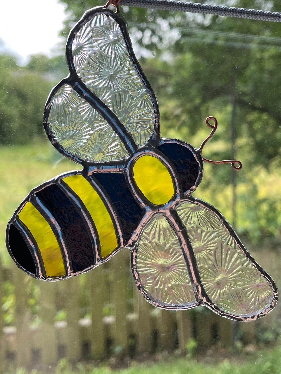 Stained Glass Bee Suncatcher, Window Hanging Decoration, Stained Glass ...