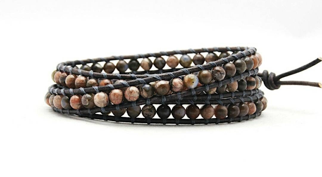 Beaded Leather Wrap Bracelet, Wrap Bracelet, Leather Wrap Bracelet ...