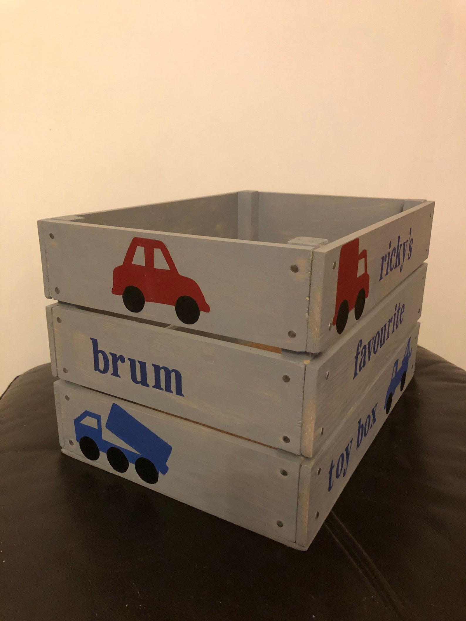 Handmade & Personalised Rustic Toy Crate / Box | Etsy