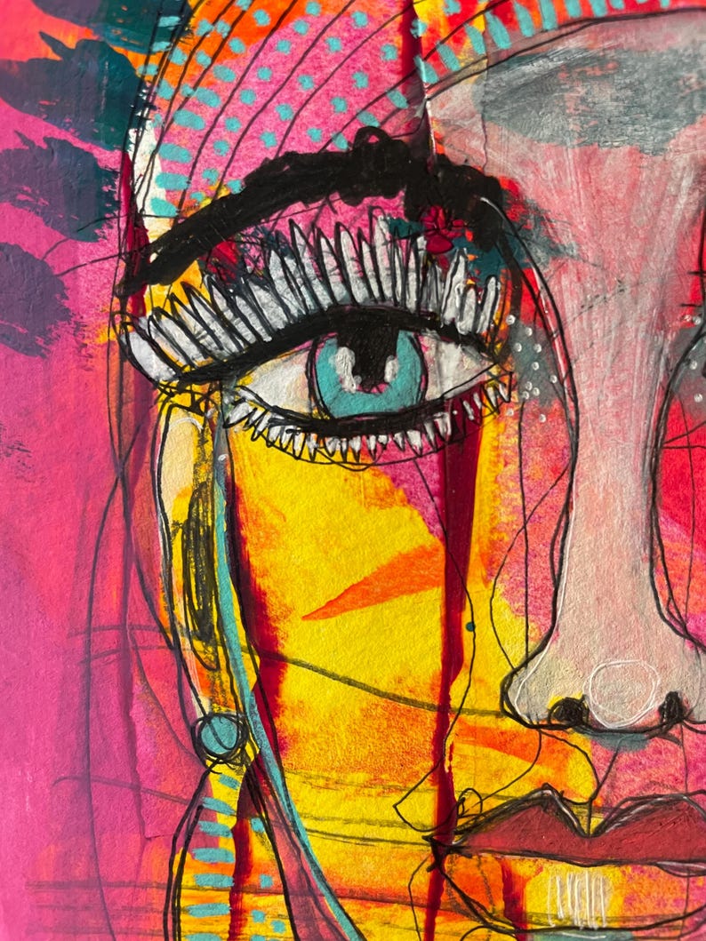 6x9 Mixed Media Abstract Moody Portrait - Etsy
