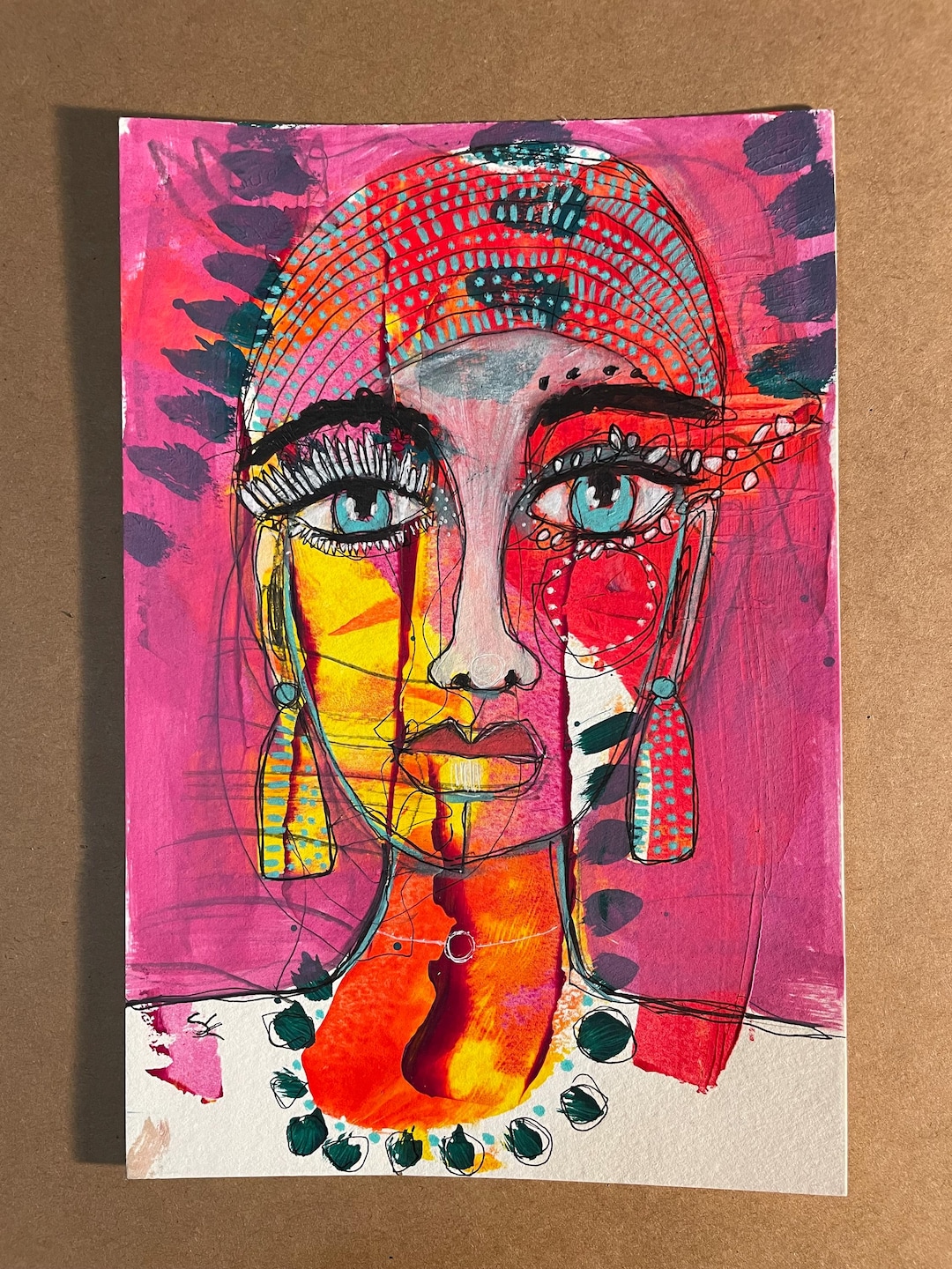 6x9 Mixed Media Abstract Moody Portrait - Etsy