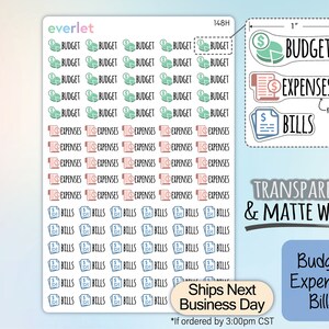 Budget Expenses Bills Planner Stickers, Highlighting Transparent and ...