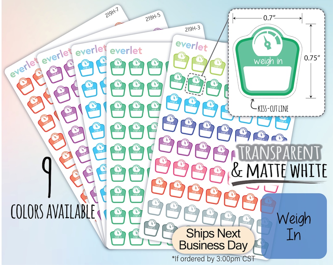 Weigh in Planner Stickers, Weight, Highlighting Transparent and Matte ...