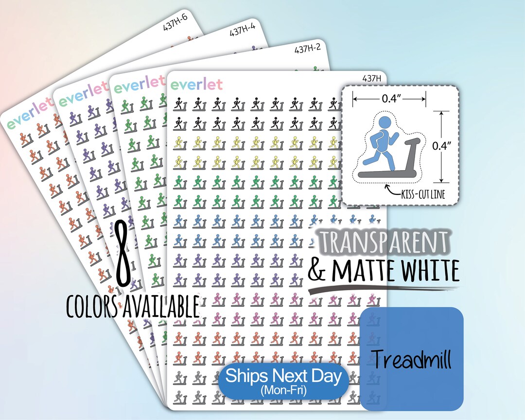 Treadmill Planner Stickers, Highlighting Transparent and Matte White ...