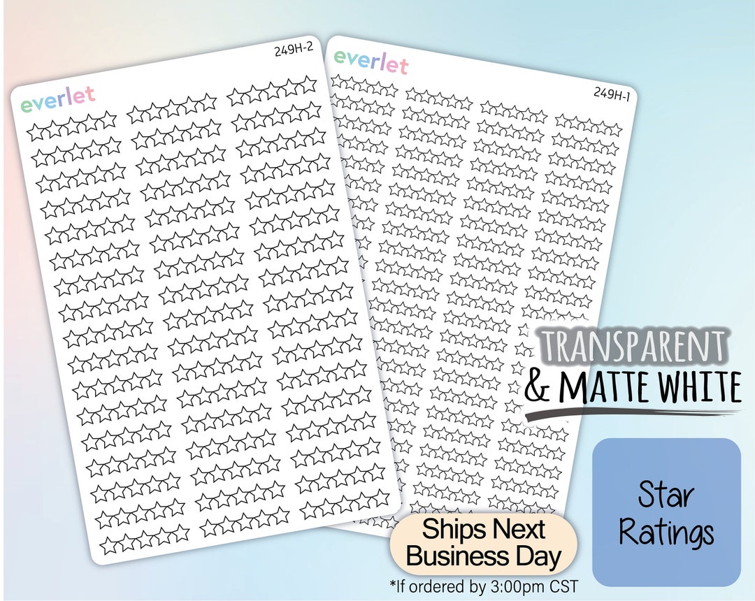Star Ratings Planner Stickers, Highlighting Transparent and Matte White ...