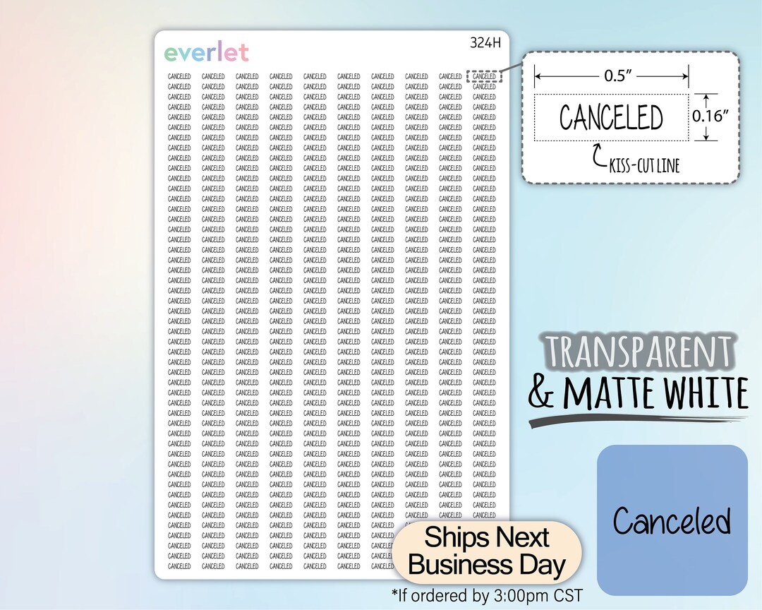 Mini Canceled Planner Stickers, Highlighting Transparent and Matte ...