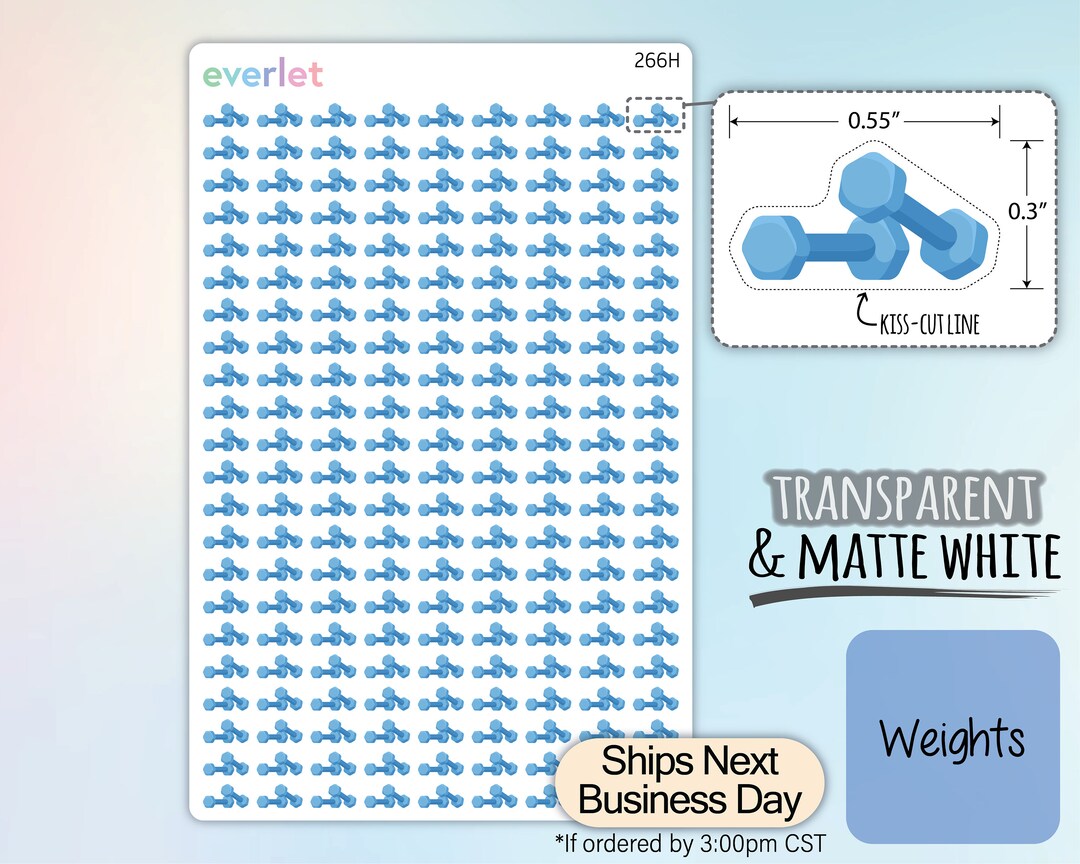 Weights Planner Stickers, Highlighting Transparent and Matte White ...