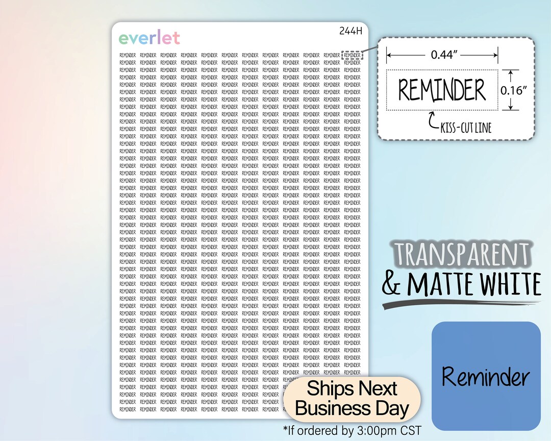 Mini Reminder Planner Stickers, Highlighting Transparent and Matte ...